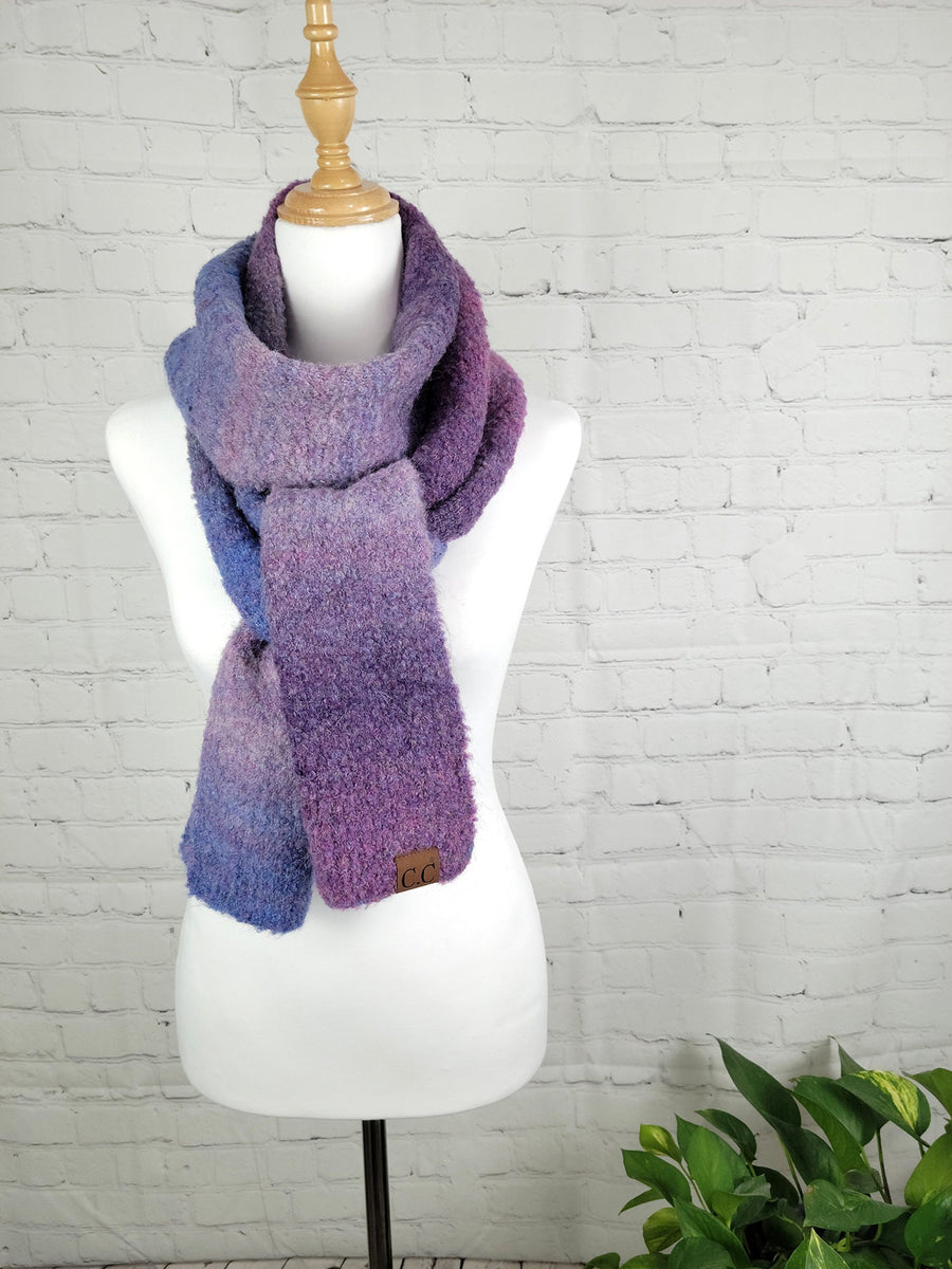 CC Multi-Colored Ombre Knitted Shearling Mohair Scarf